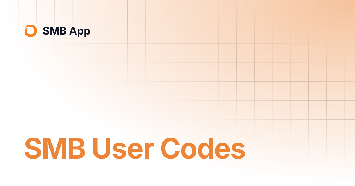 SMB User Codes | SMB App
