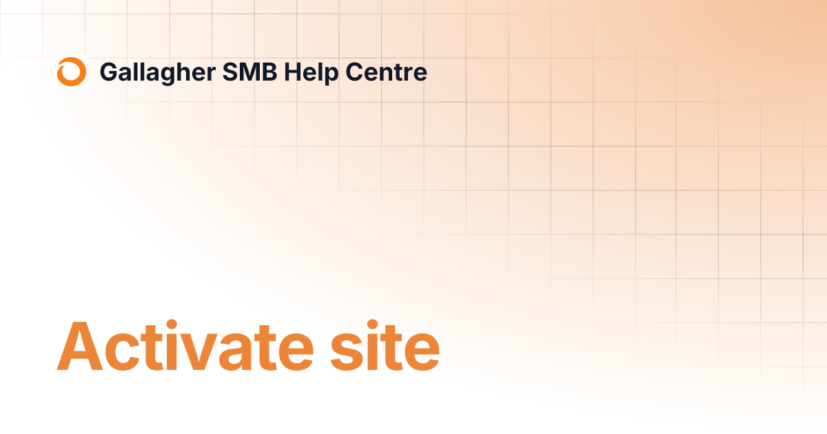 Activate site | SMB Installer Portal